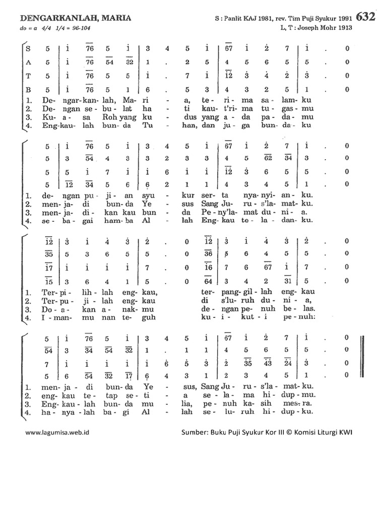 Partitur Lagu - Lagu Hari Raya Santa Perawan Maria Diangkat Ke Surga | PDF