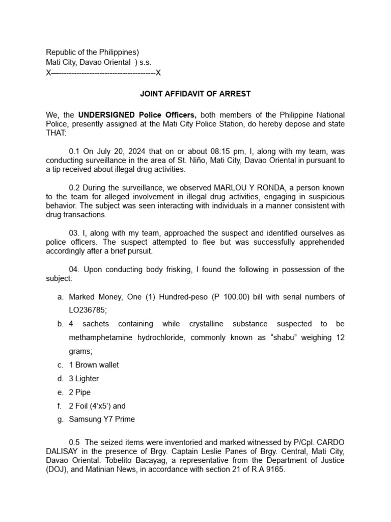 Joint affidavit of arrest part 2 (4) | Download Free PDF | Affidavit | Criminal Law