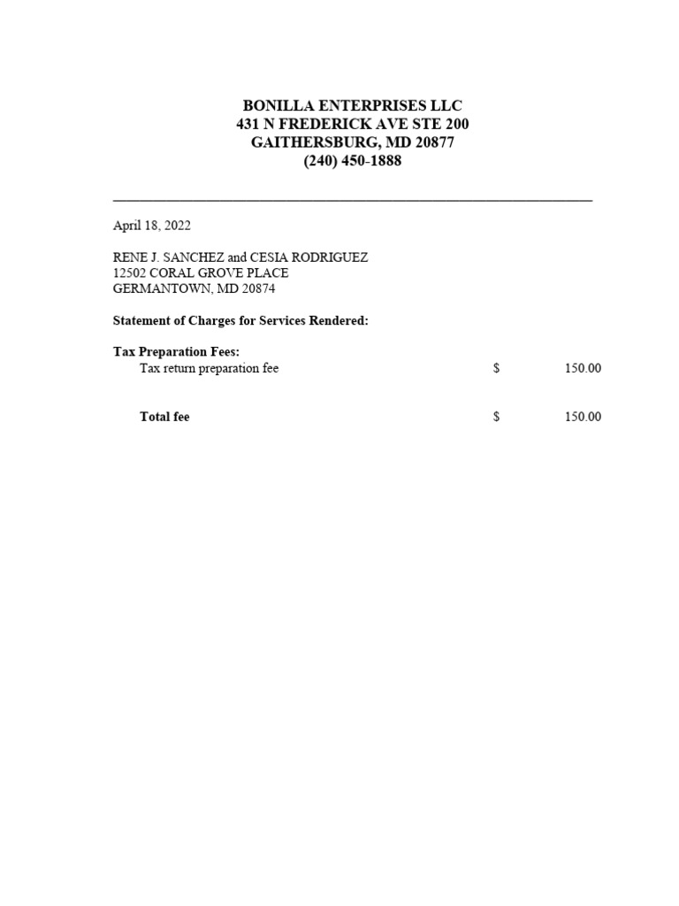 Tax Preparation Services Invoice | PDF | Tax Refund | Irs Tax Forms