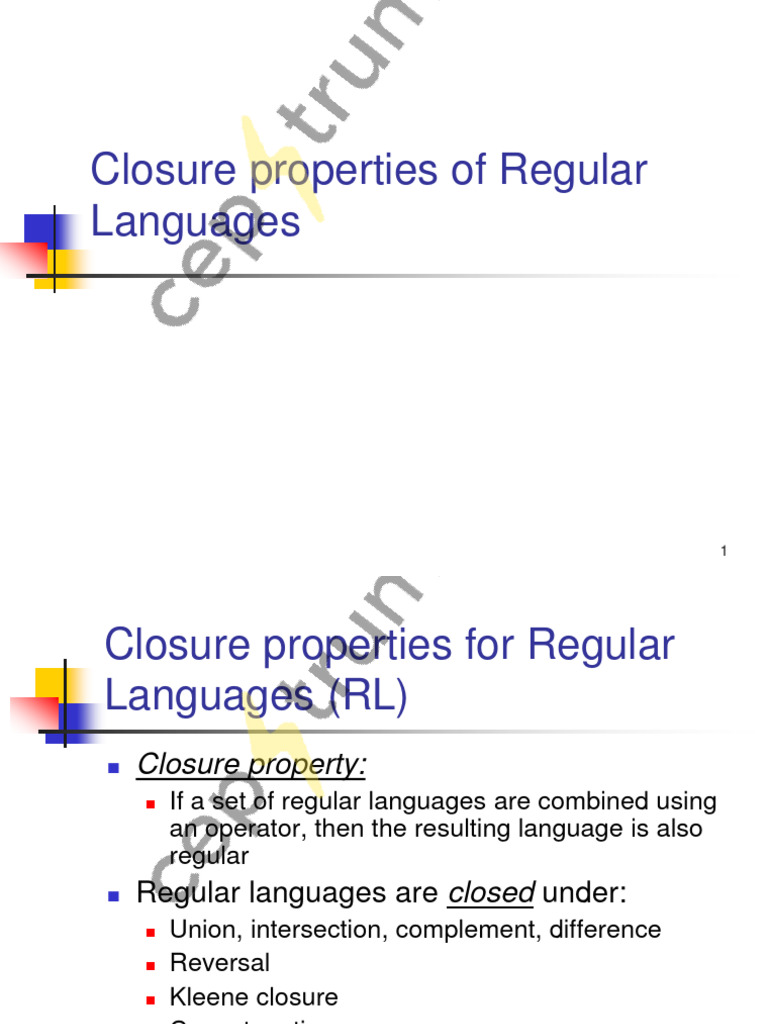 07 RegLangClosureProperties | PDF | Mathematical Concepts | Theory Of ...
