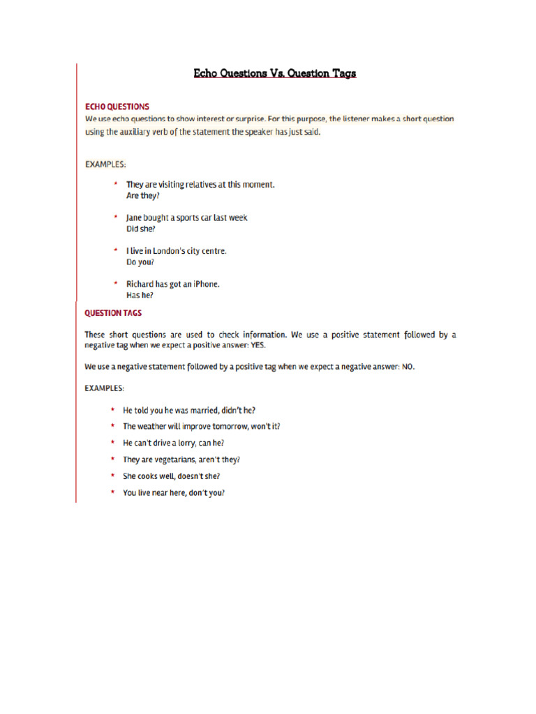 Echo Question Tags | PDF