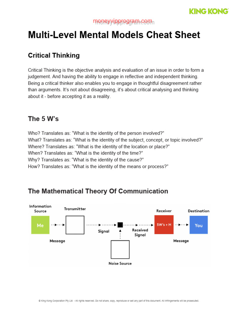 Multi-Level Mental Models for Critical Thinking | PDF | Thought ...