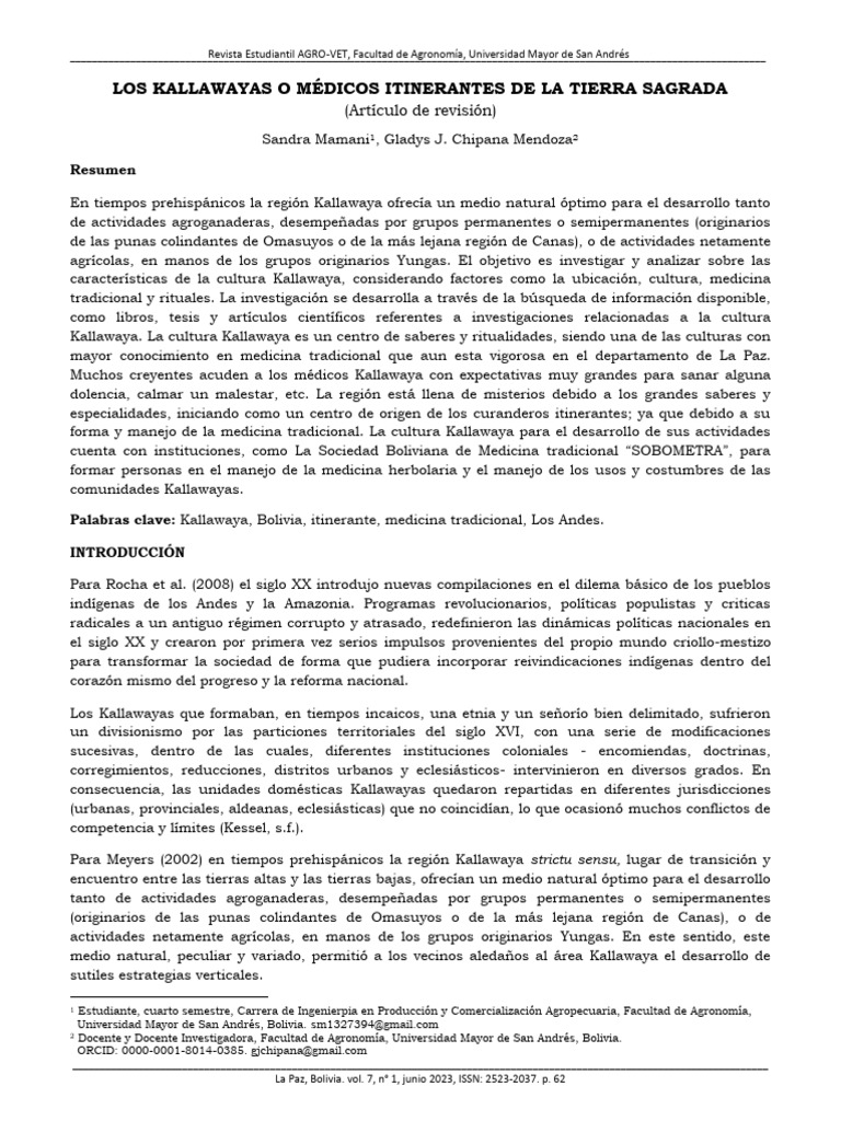 Los Kallawaya o Medicos Itinerantes de La Tierra Sagrada | PDF ...