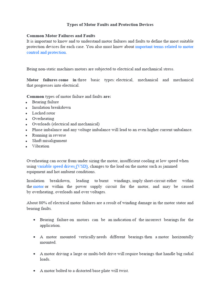 Types of Motor Faults | PDF | Electric Motor | Relay