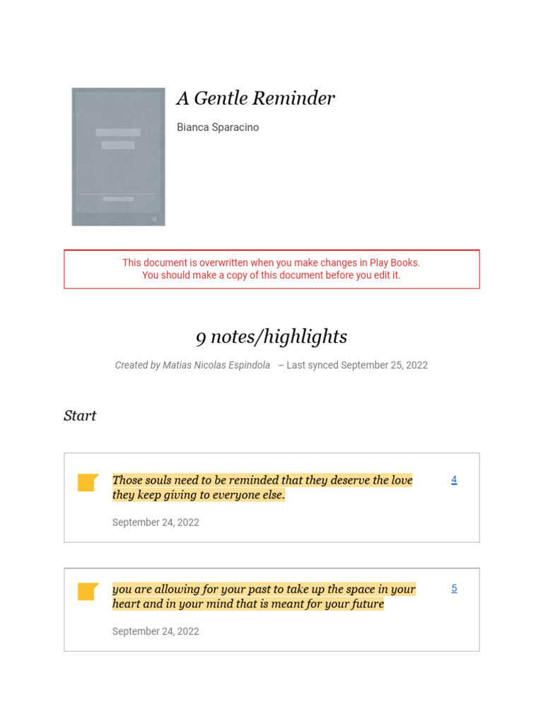 Notes from _A Gentle Reminder_ | PDF