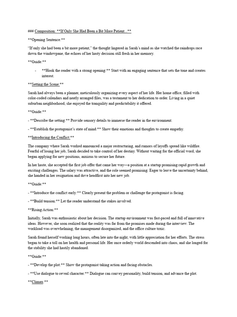 English Composition Writing | PDF | Plot (Narrative) | Emotions