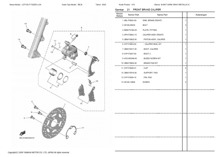 21 LCF125-F Fazzio Lux Front Brake Caliper | PDF | Vehicle Parts ...