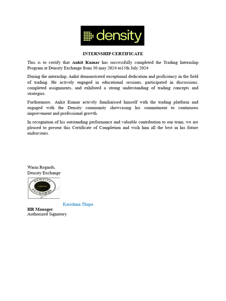 Internship Certificate | PDF | Career & Growth | Business