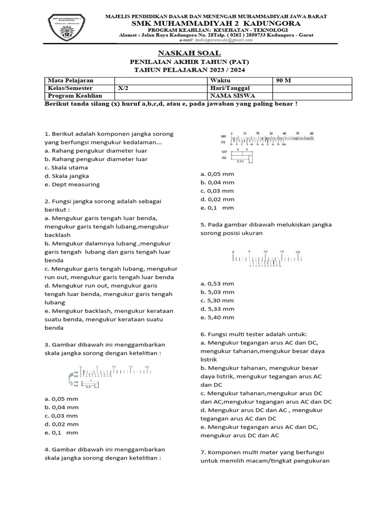FORMAT NASKAH SOAL PAS PDTO Sem 2 Klas 10 | PDF | Sains & Matematika | Teknologi & Rekayasa