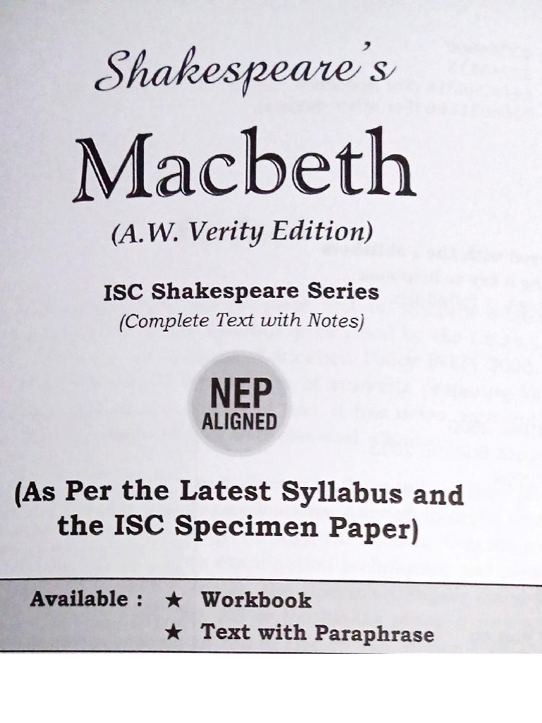 Macbeth A.W. Verity Edition ISC Guide | PDF | Art | Science & Mathematics