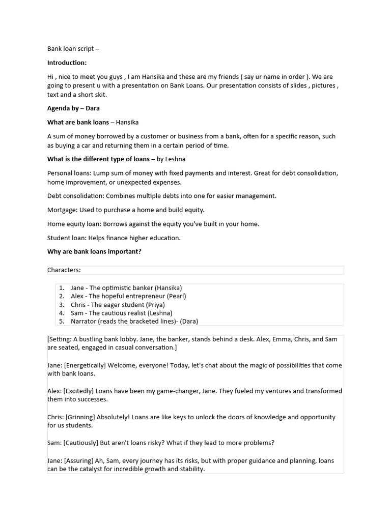 Bank loan script | Download Free PDF | Loans | Interest