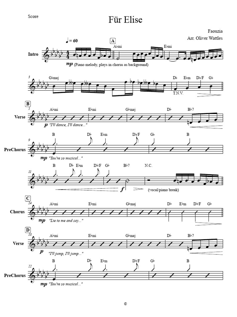 Für Elise - LeadSheet | PDF | Song Structure | Song Forms