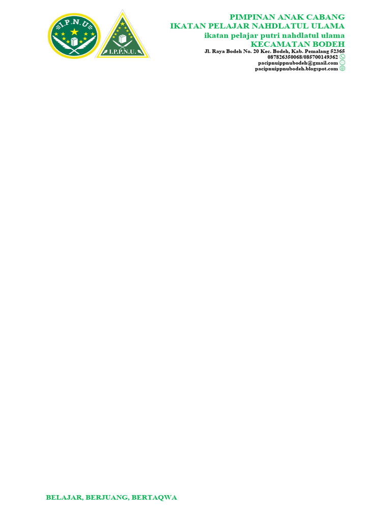 Format Kop Surat Pac Ipnu Ippnu Bodeh | PDF