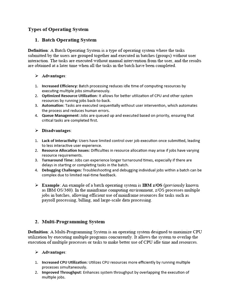 Types of Operating System | Download Free PDF | Operating System | Process (Computing)