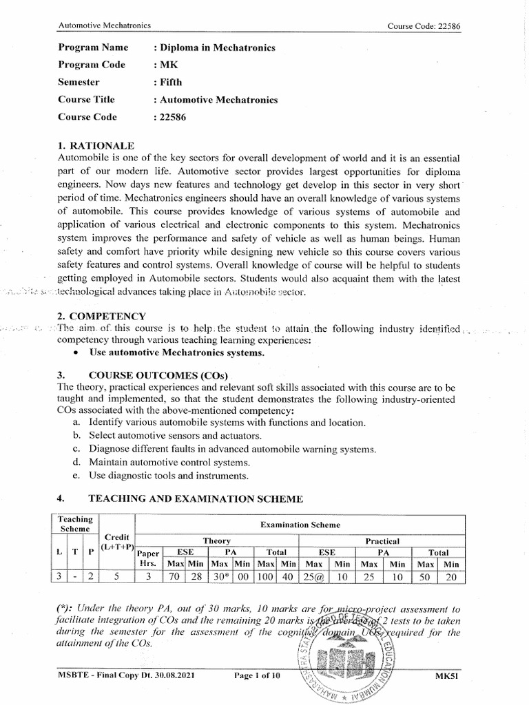 Automotive Mechatronics | PDF