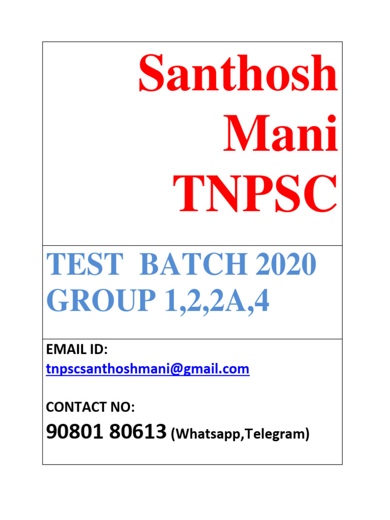 S M TNPSC Test Batch - 1 | PDF
