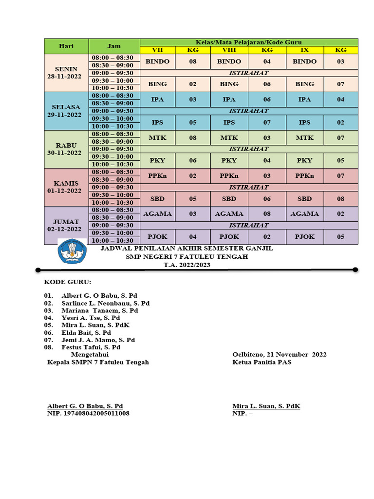Jadwal Pas | PDF