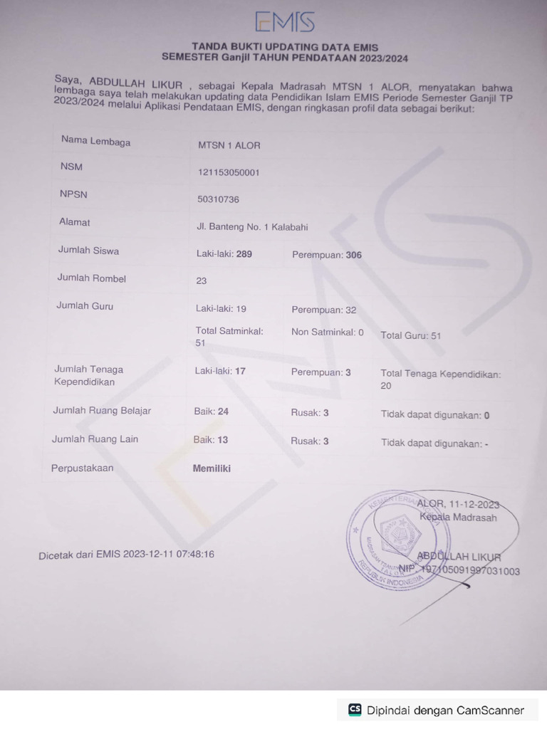 BAP EMIS Ganjil 2023-2024 | PDF