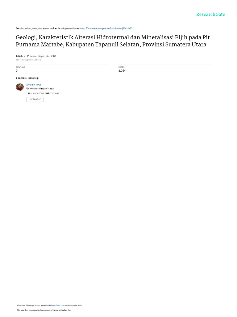 Geologi dan Mineralisasi Pit Purnama Martabe | PDF