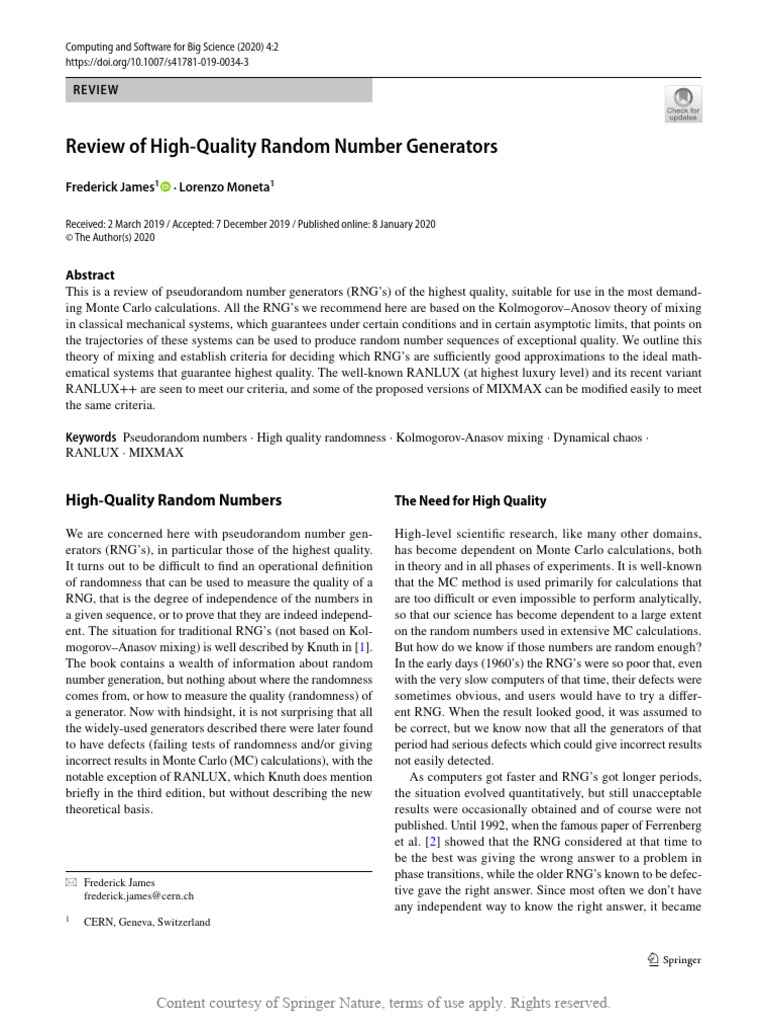 Review_of_High-Quality_Random_Number_Generators | PDF | Matrix (Mathematics) | Exponentiation