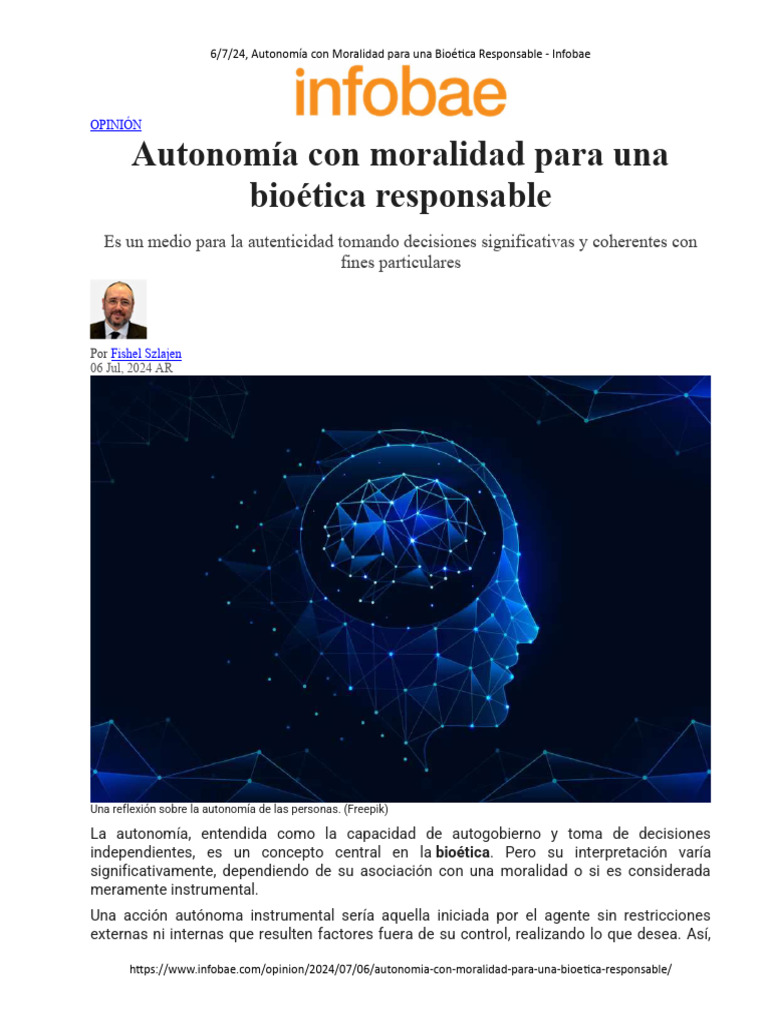 Autonomía y Moralidad en Bioética | PDF | Autonomía | Moralidad