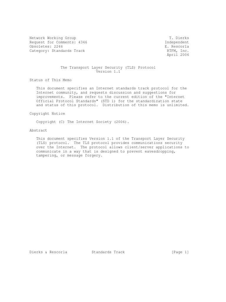 The Transport Layer Security Tls Protocol Pdf Transport Layer