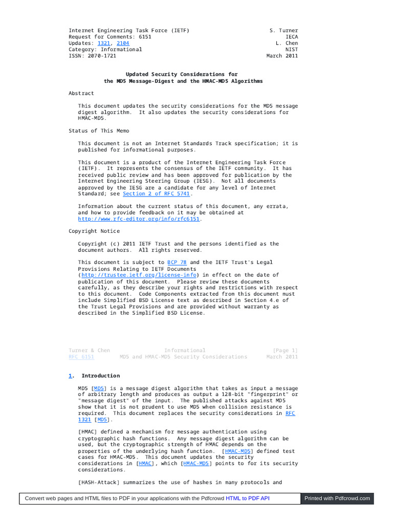 Updated Security Considerations For | PDF | Cryptography | Error Detection And Correction