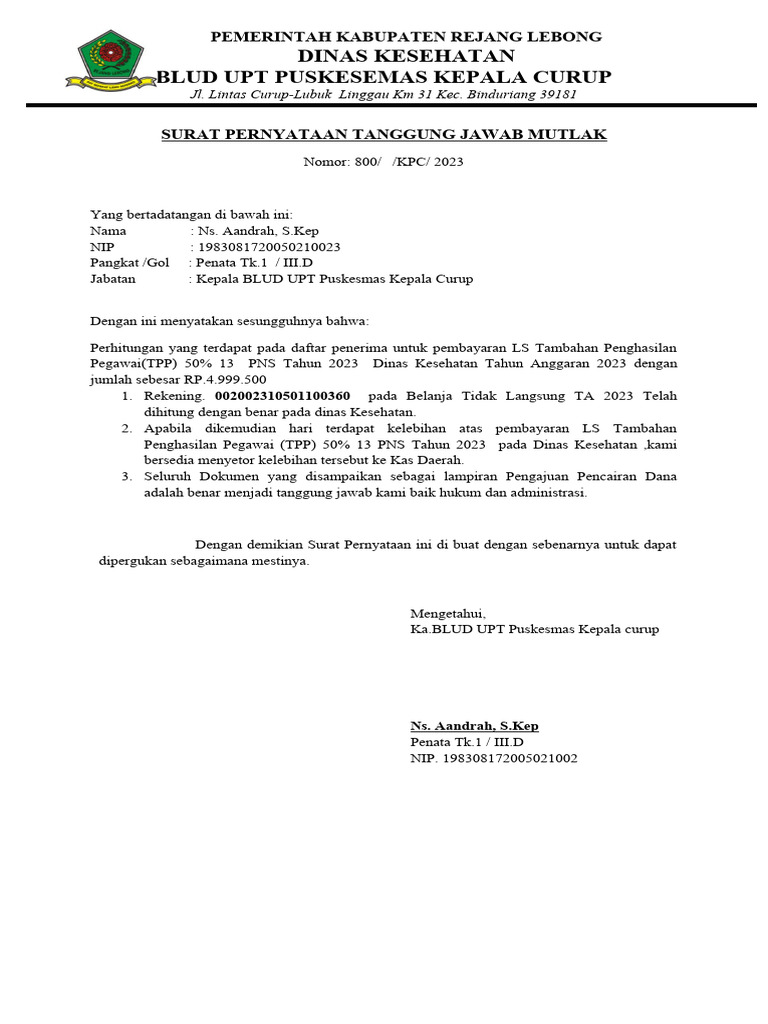 SURAT PErnyataaan Mutlak | PDF