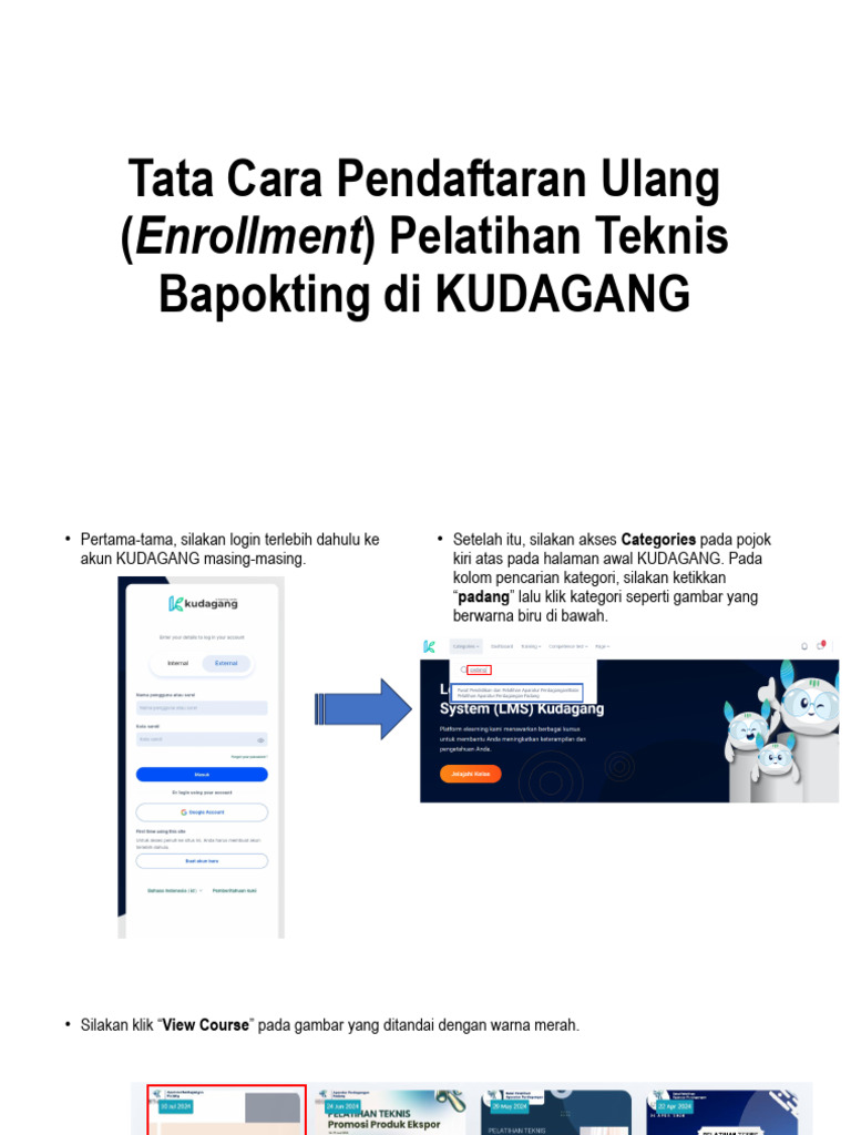 Tata Cara Pendaftaran Ulang (Enroll) Pelatihan Teknis BAPOKTING Di KUDAGANG | PDF | Karier ...