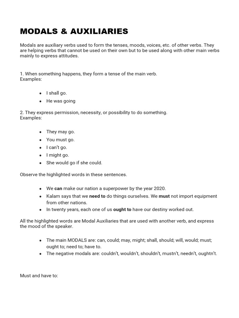 Chap 2 - Modals & Auxiliaries | PDF | Verb | Morphology