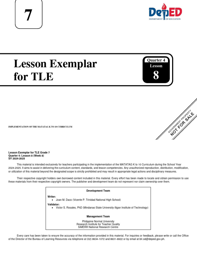 Q4 LE TLE 7 Lesson 8 Week 8 010437 | PDF | Foot (Unit) | Electric Current