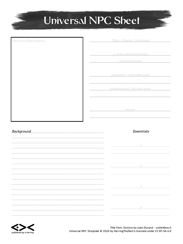 Universal NPC Sheet - TTRPG Tool | PDF