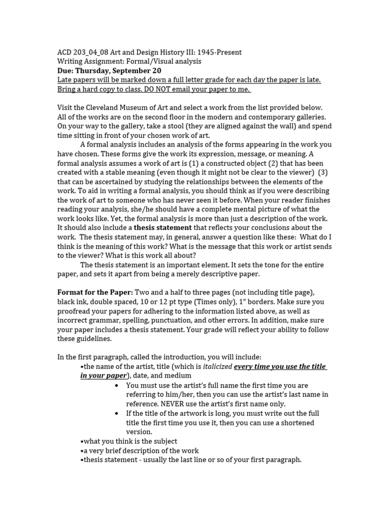 Guide to Writing a Formal Analysis | PDF | Composition (Visual Arts ...