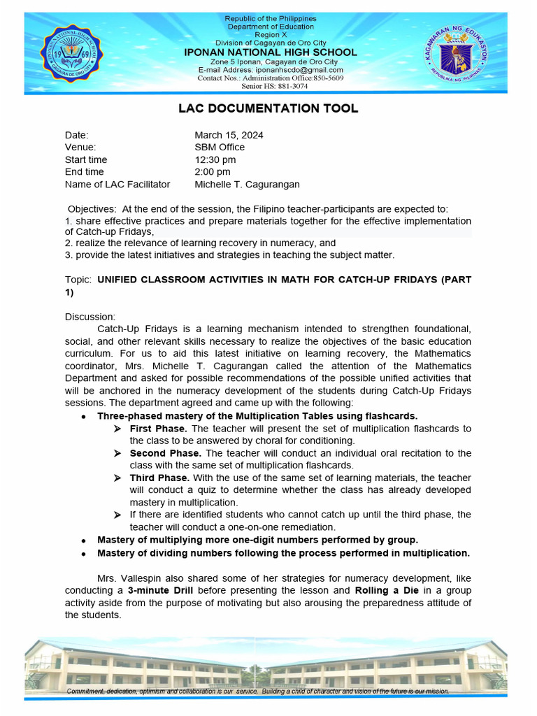 Lac Documentation Tool 12 | PDF | Curriculum | Teachers