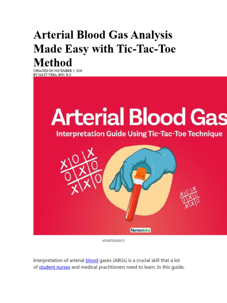 Arterial Blood Gas Analysis Made Easy With Tic | PDF | Medical ...