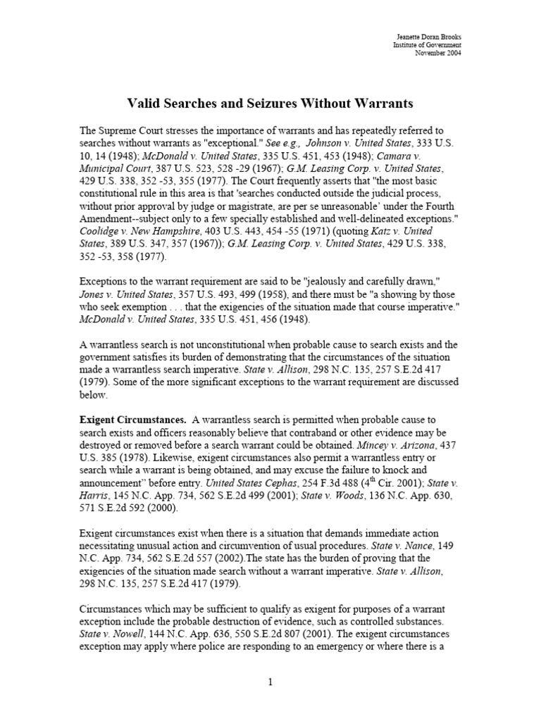 Exceptions. | Download Free PDF | Search Warrant | Search And Seizure Exceptions. | Download Free PDF | Search Warrant | Search And Seizure