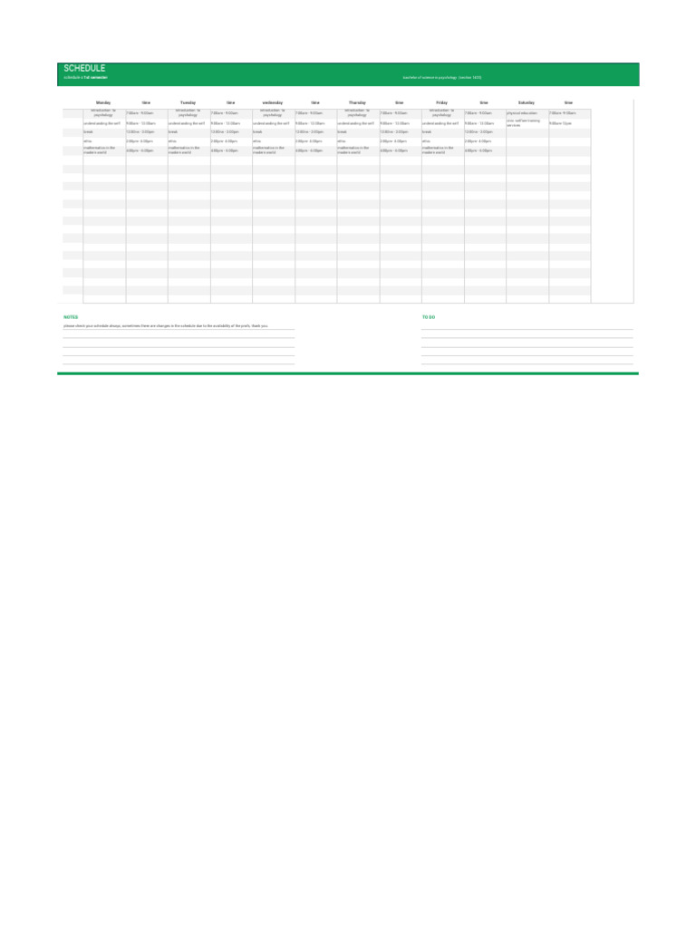 Bs Psychology Schedule | PDF