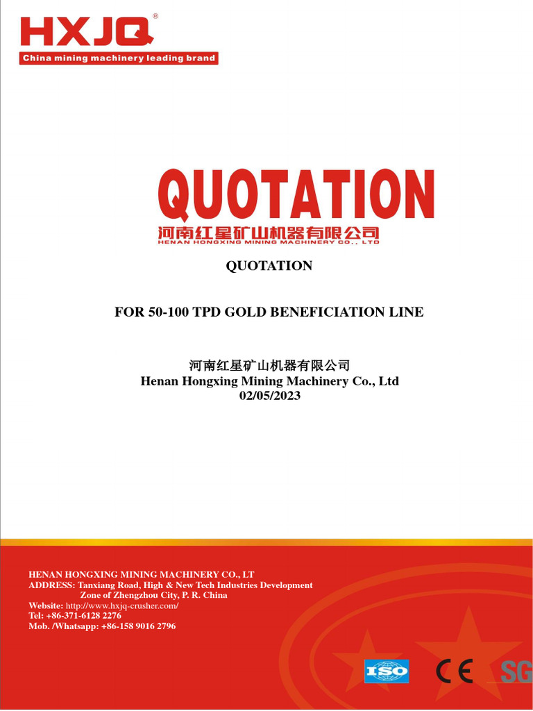 2023.2.5 Quotation of Gold Beneficiation Line | PDF | Secondary Sector ...