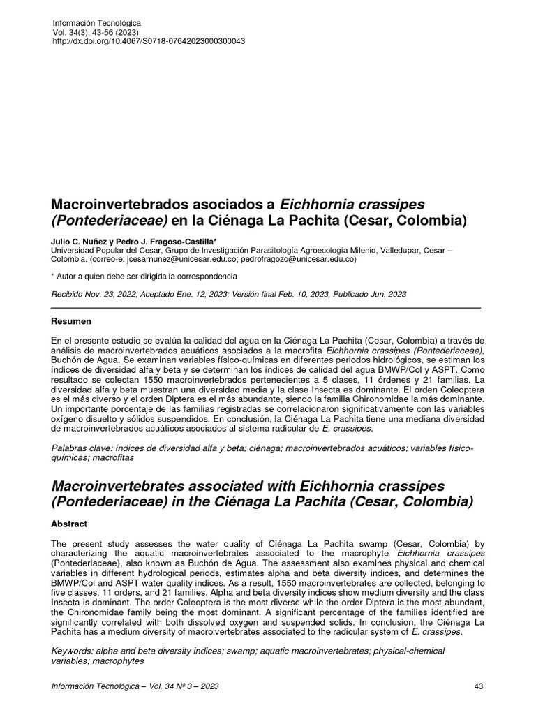 Articulo La Pachita | PDF | Agua | Ecosistema