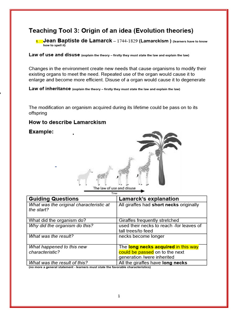 Evolution Theories: Lamarck vs. Darwin | PDF | Natural Selection ...