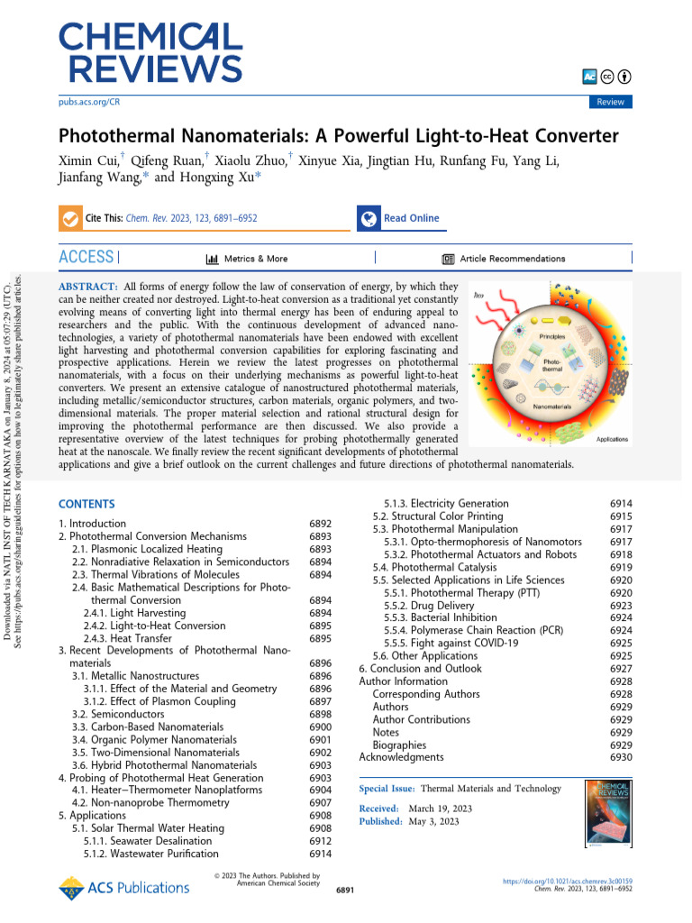 Cui Et Al 2023 Photothermal Nanomaterials A Powerful Light To Heat ...