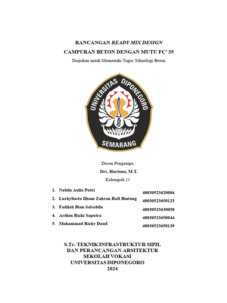 Rancangan Ready Mix Beton FC' 35 | PDF