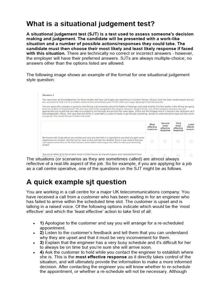 Understanding Situational Judgement Tests | PDF | Employment | Simulation