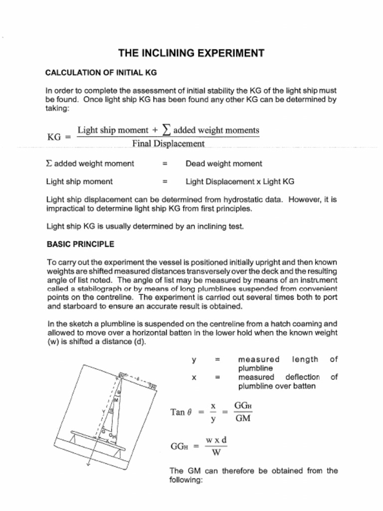 Inclining Experiment | PDF