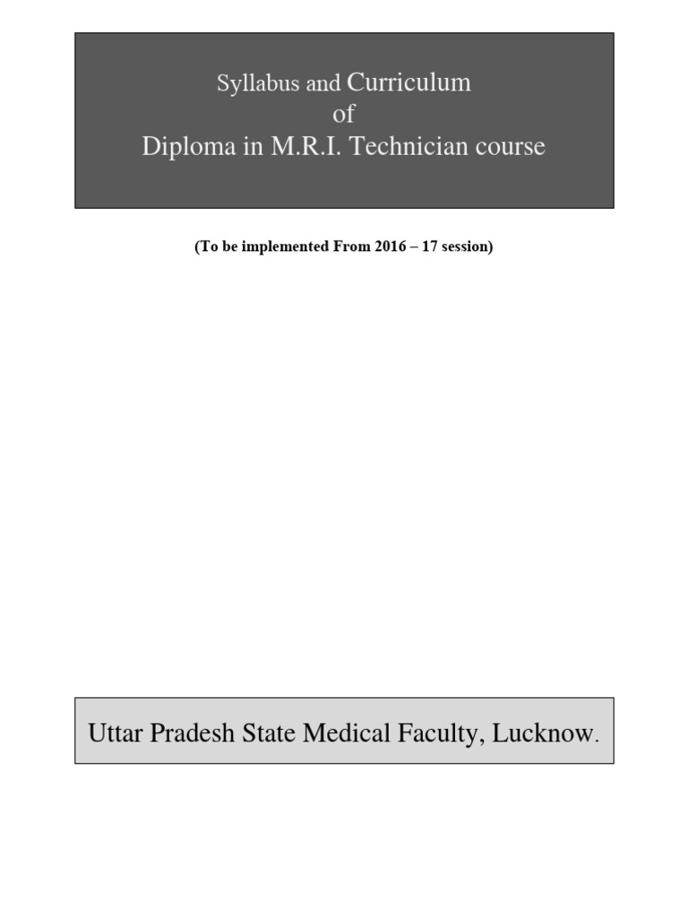 MRI Syllabus For Paramedical | PDF | Magnetic Resonance Imaging | Human ...