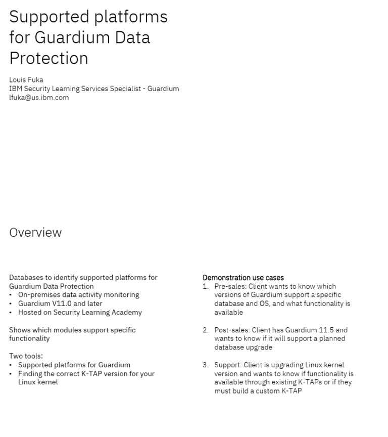 Guardium Data Protection - L4 - Architecture and Sizing - Supported ...