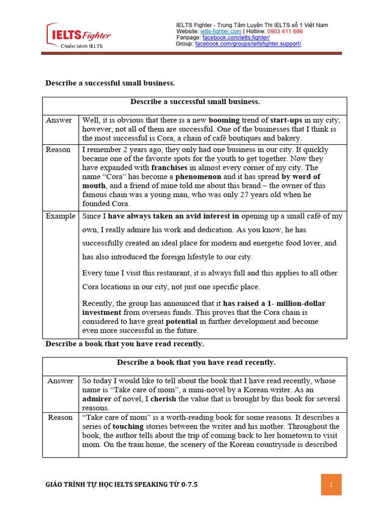 speaking part 2 | PDF
