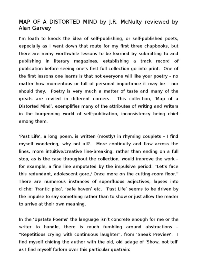 Review of Map of A Distorted Mind | PDF | Poetry