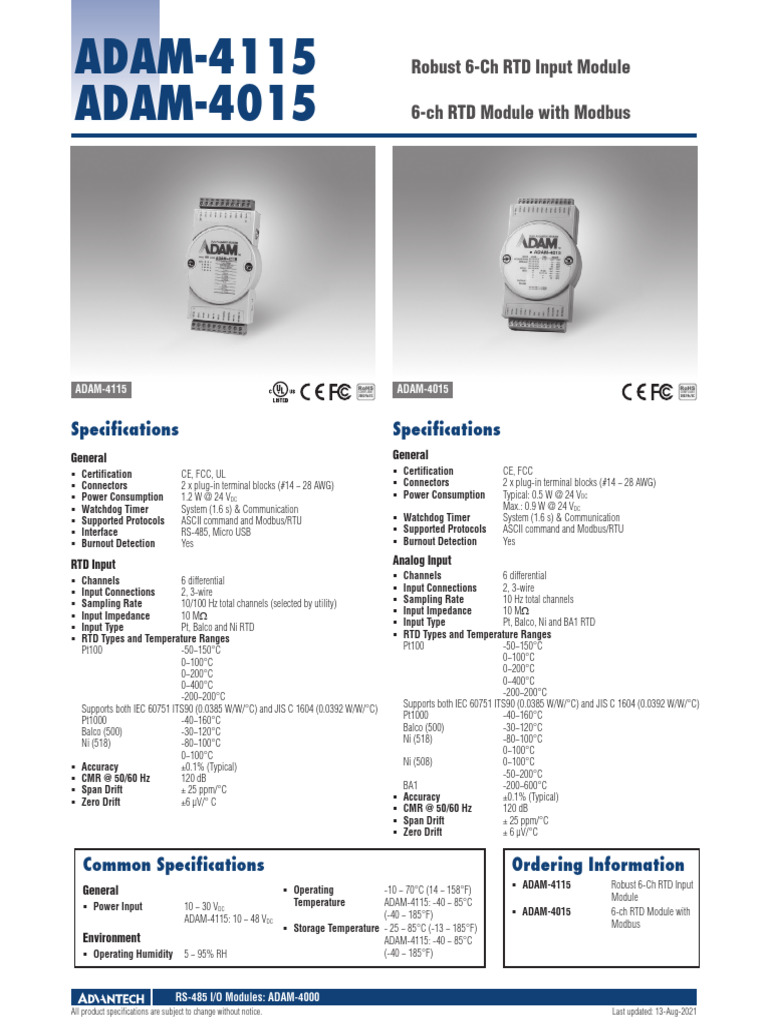 Adam-4115 4015 DS (081321) 20210817095703 | PDF | Telecommunications ...