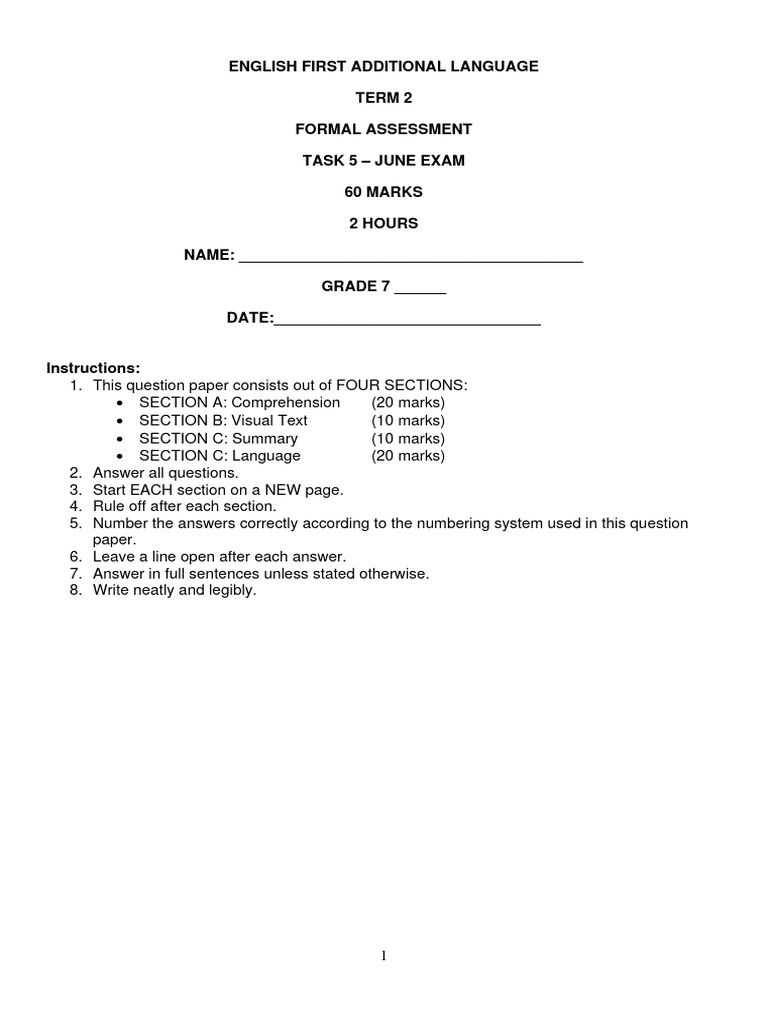 Grade 7 Shrek Exam Paper | PDF | Games & Activities